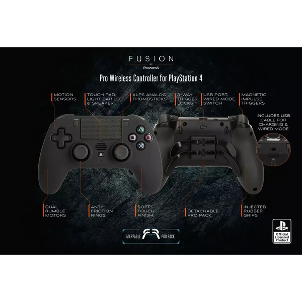 PowerA FUSION Pro bezdrátový herní ovladač (PS4) černý - JRC.cz