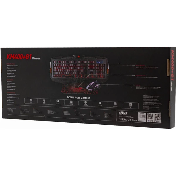 Marvo KM400 drátová herní sada klávesnice (CZ/SK), myš a podložka - JRC.cz