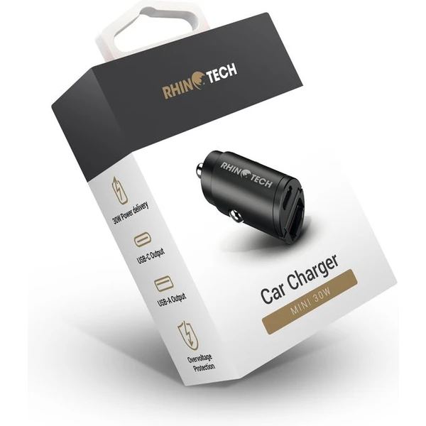 RhinoTech Mini nabíječka do auta USB-C + USB-A, 30W černá - JRC.cz