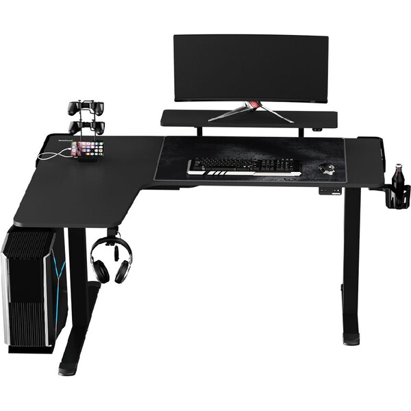 ULTRADESK WINGER rohový herní stůl WINGER černý s RGB podsvícením černý ...