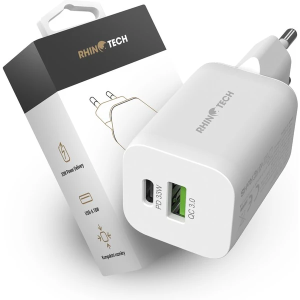 RhinoTech Mini Dual síťová nabíječka USB-C + USB-A, 33W, Quick Charger ...